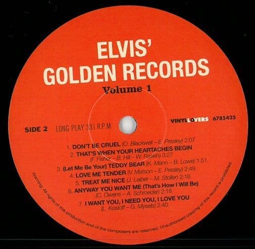 ELVIS PRESLEY Elvis Golden Records Vol 1 Vinyl Record LP Vinyl Lovers 2016